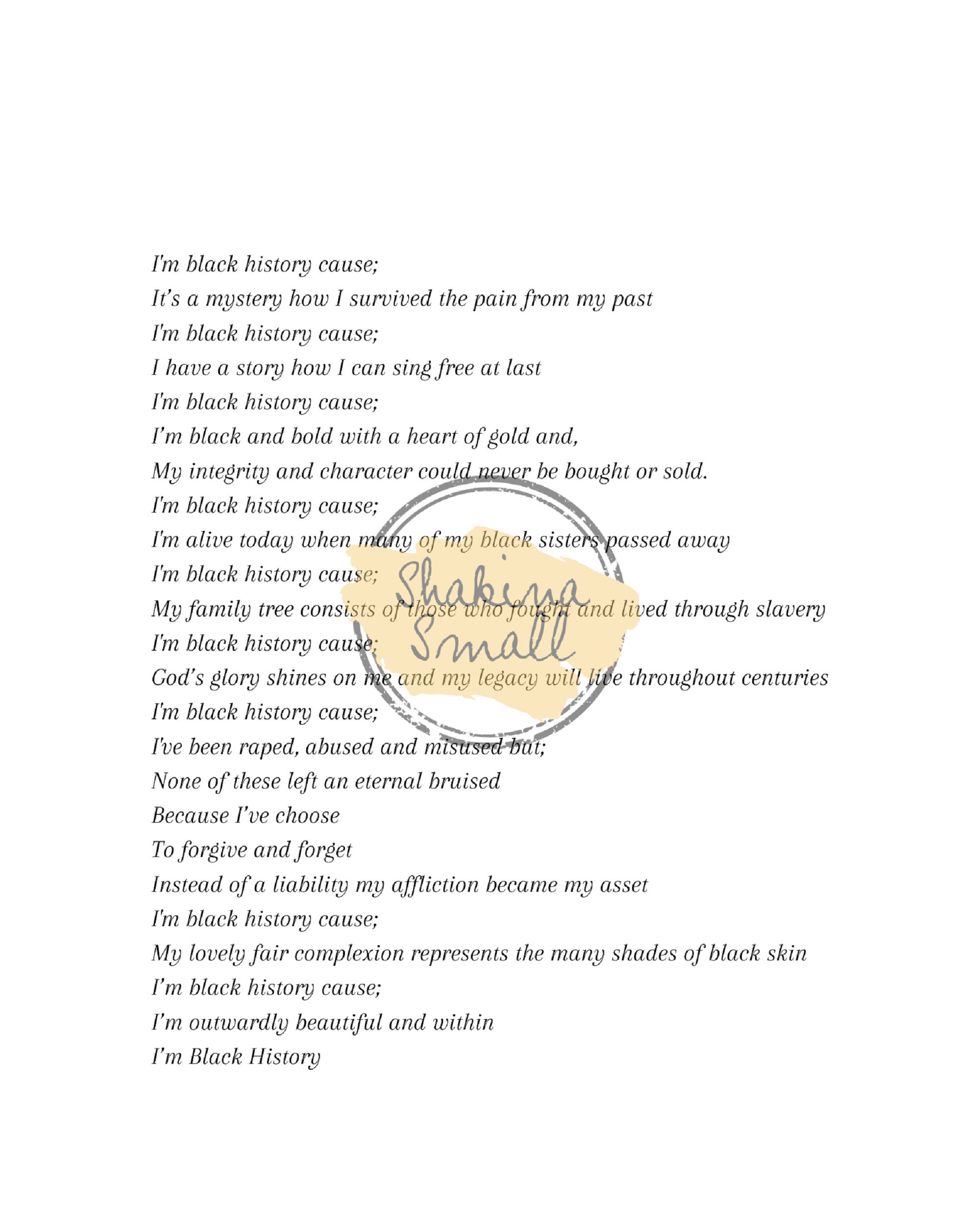 I Am Black History-poem - Etsy