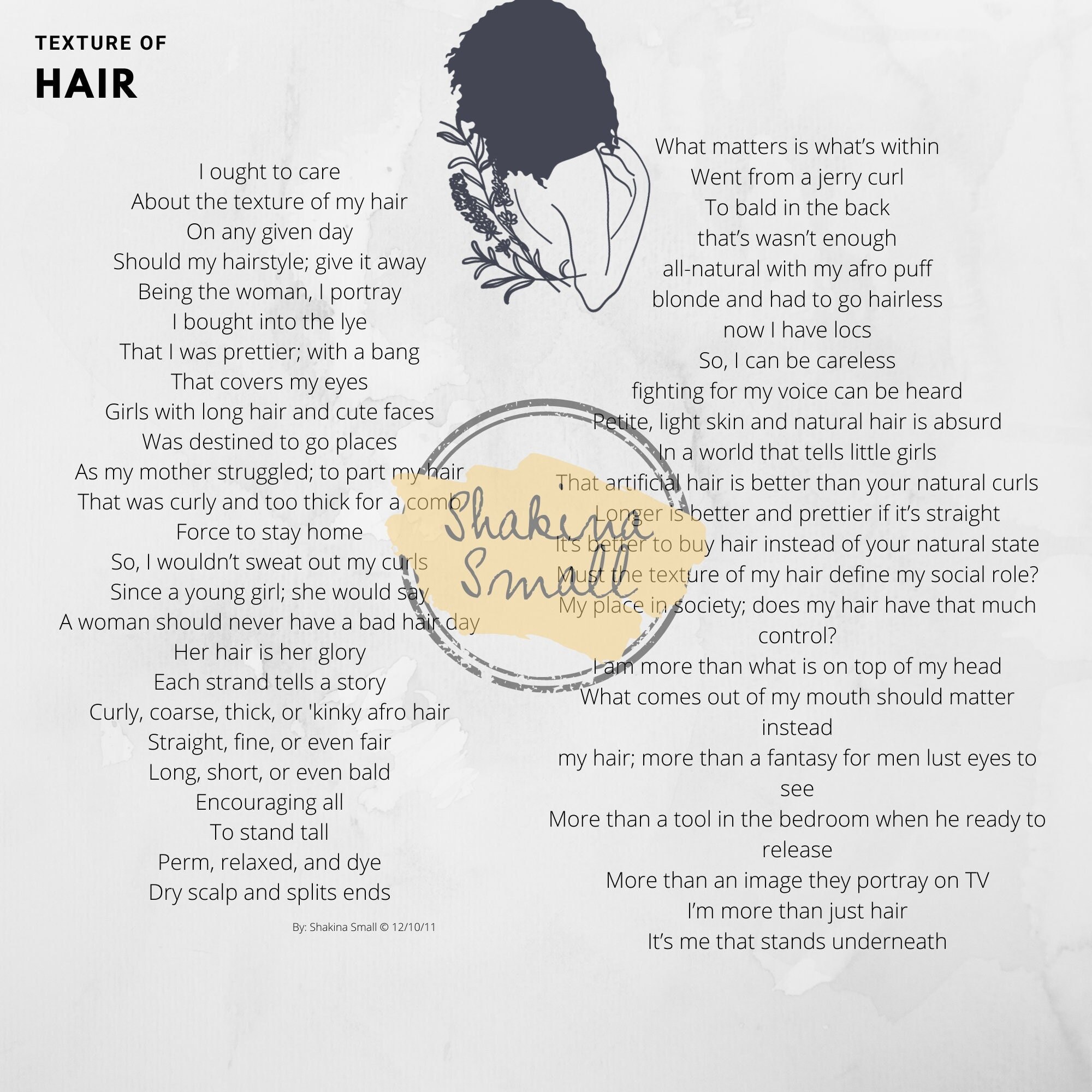 Texture of Hair-original Poetry Instant Download - Etsy
