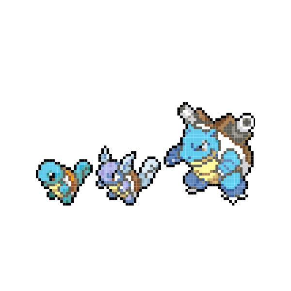 Cross Stitch Pattern - Pokemon Squirtle, Wartortle, Blastoise, Mega ...