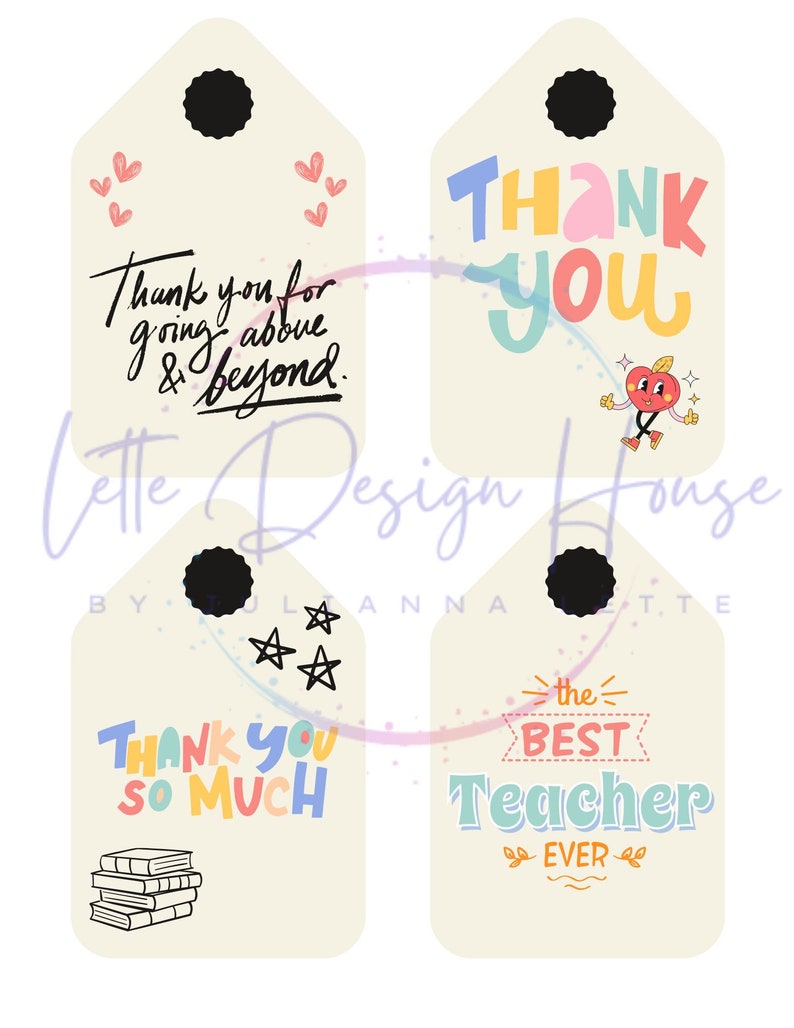 Teacher Appreciation Tags | Teacher Thank You Tags | Printable Thank ...