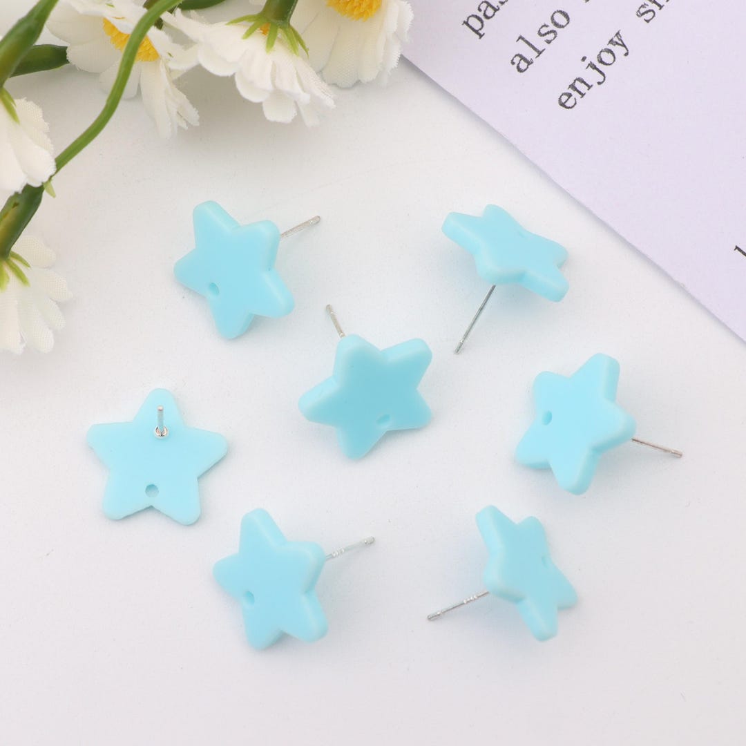 Light Blue Star Resin Earring Posts-star Shaped Acrylic Studs-geometric ...