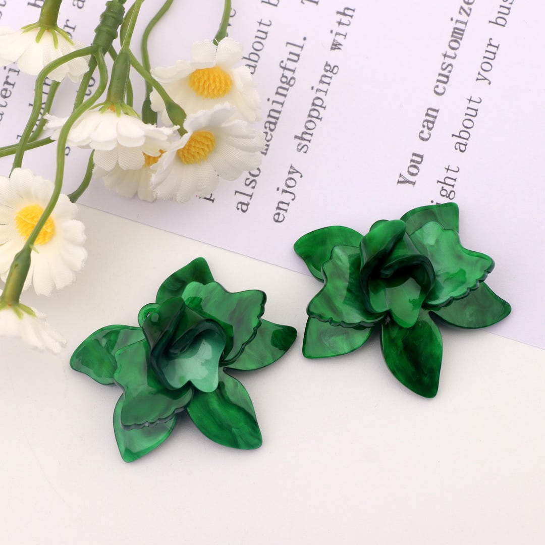 Green Flower Acetate Acrylic Pendant-multi-layered Floral Pendant for ...