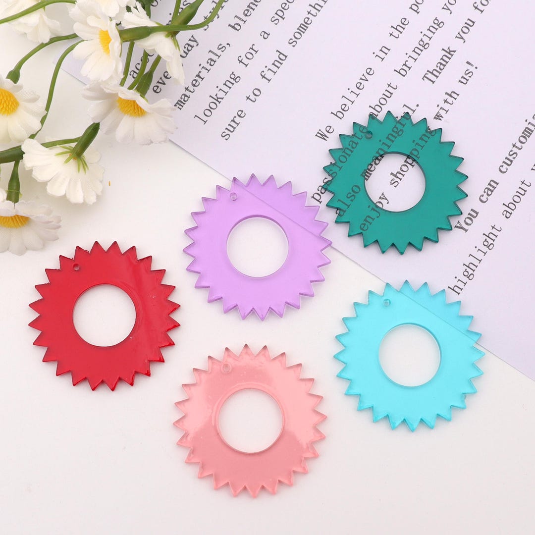 Colorful Gear Hoop Acrylic Pendant-geometric Gear Jewelry Accessory-diy ...