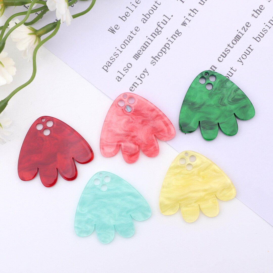Colorful Abstract Tulip Flower Acetate Pendant-unique Shape Connector ...