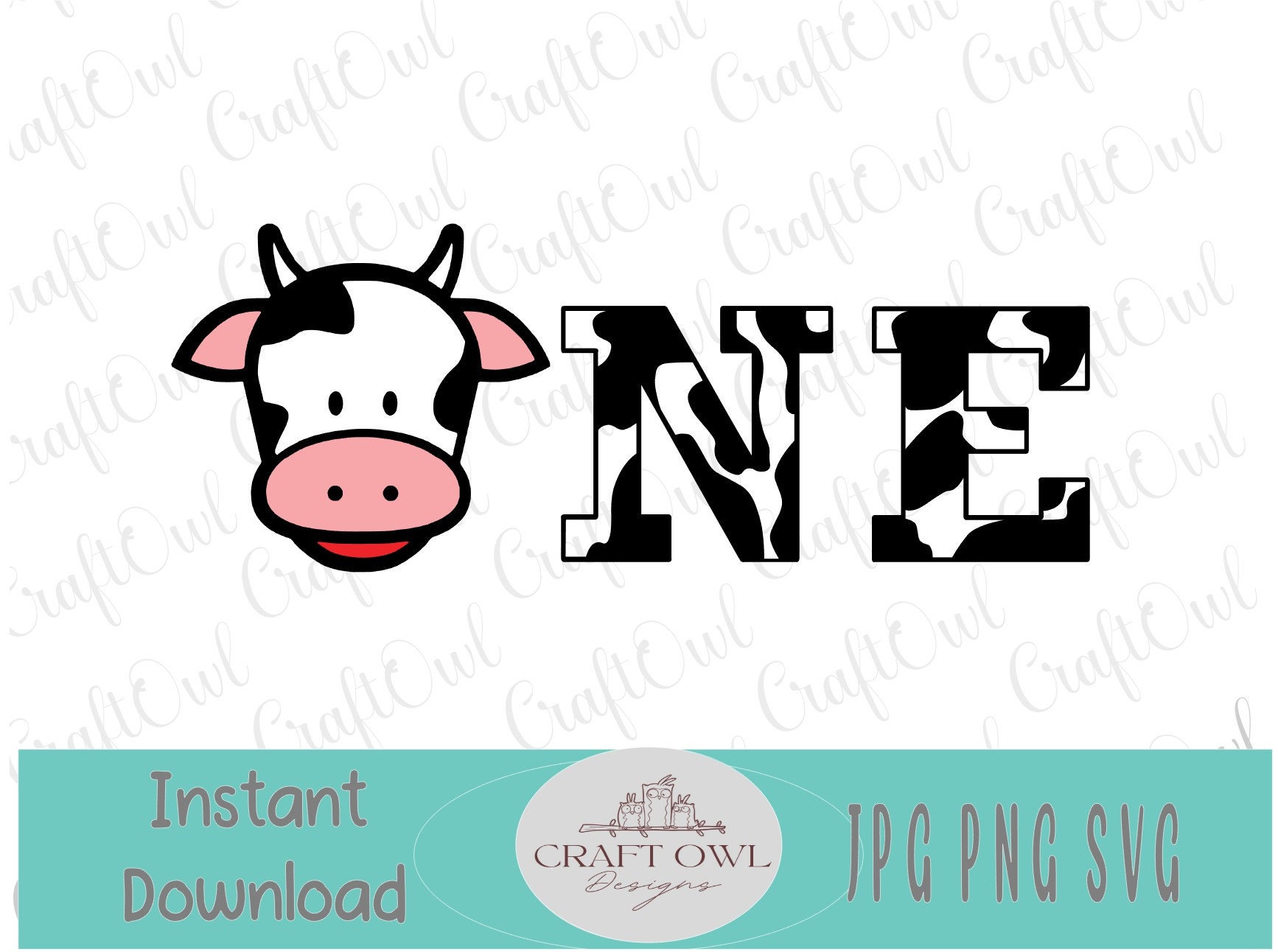 Digital Farm Birthday svg Cow svg Cow Party Holy Cow I'm One SVG Cow ...