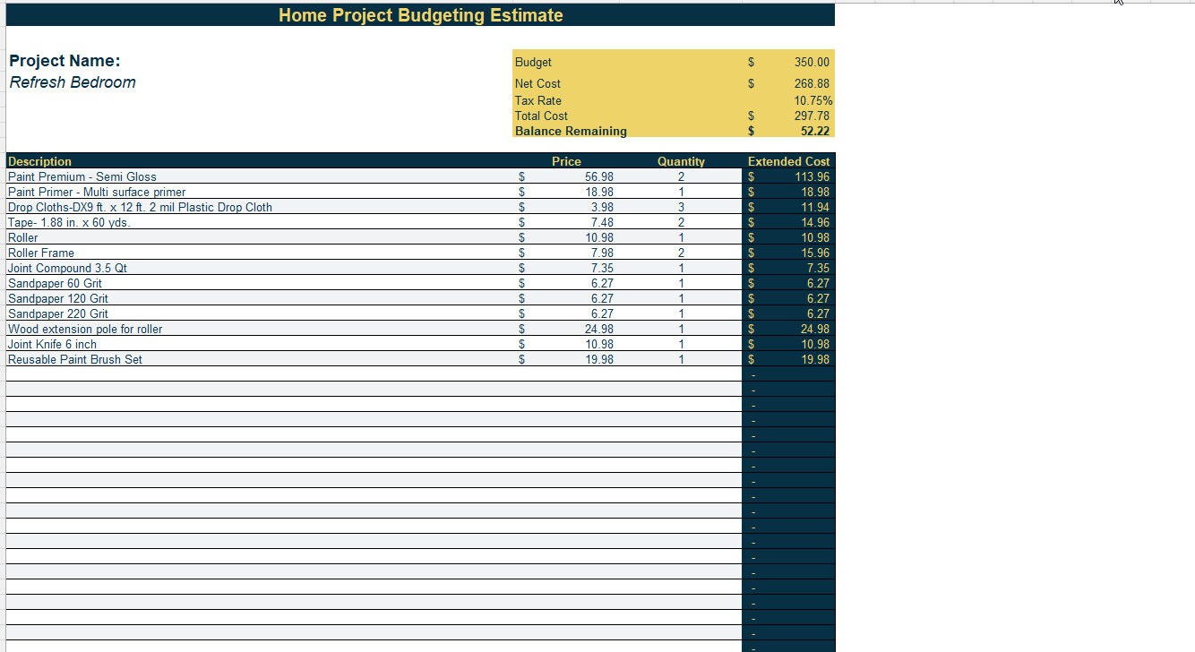 Excel Simple Project Budgeting Template - Etsy