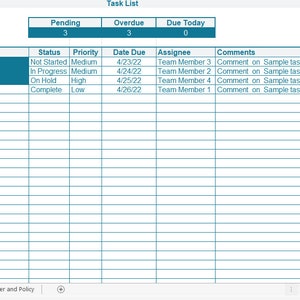 Excel Simple Task List Template - Etsy