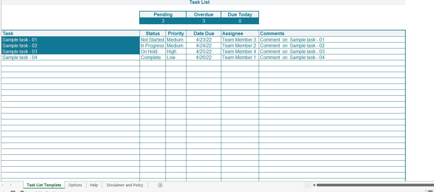 Excel Simple Task List Template - Etsy