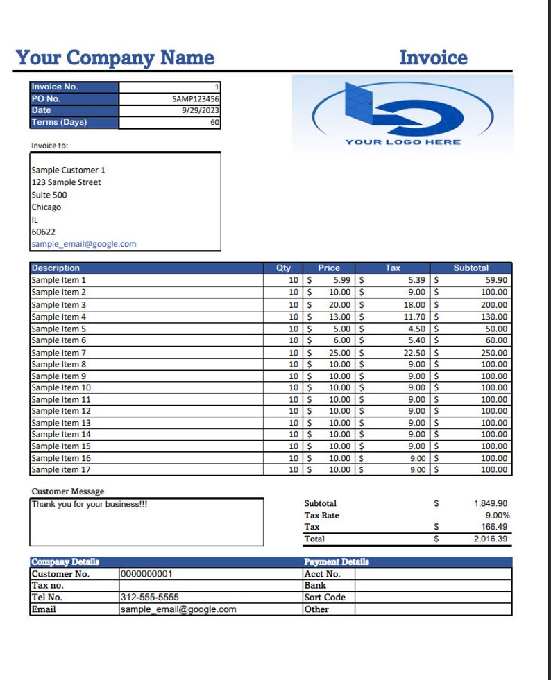 Customizable Invoice Maker, Archiver, Customer Record, and Invoice ...