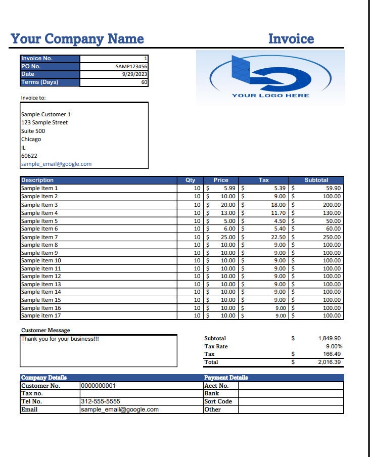 Customizable Invoice Maker, Archiver, Customer Record, and Invoice ...
