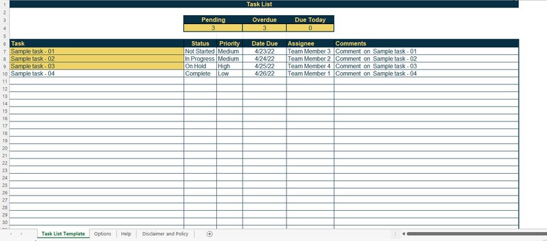 Excel Simple Task List Template - Etsy