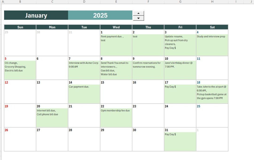 Simple Dynamic Calendar and Task Planner - Etsy