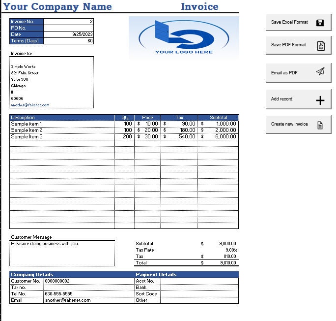Customizable Invoice Maker, Archiver, Customer Record, and Invoice ...