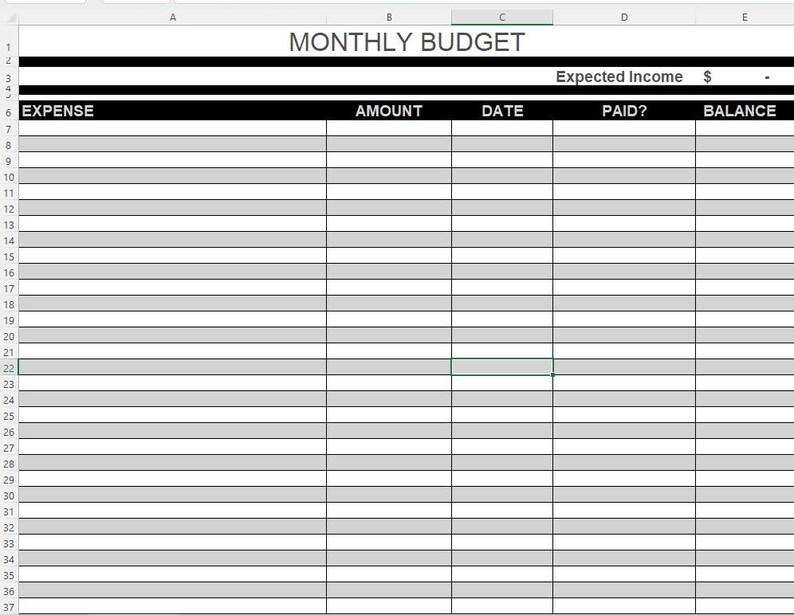 Excel Monthly Budget Template Track Your Finances Effortlessly - Etsy
