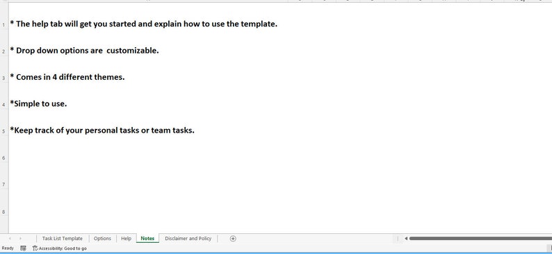 Excel Simple Task List Template - Etsy