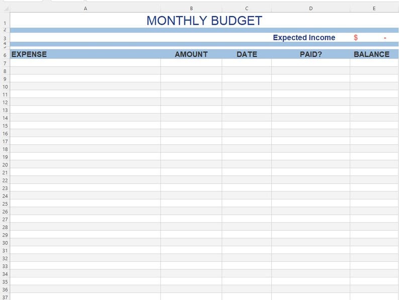 Excel Monthly Budget Template Track Your Finances Effortlessly - Etsy
