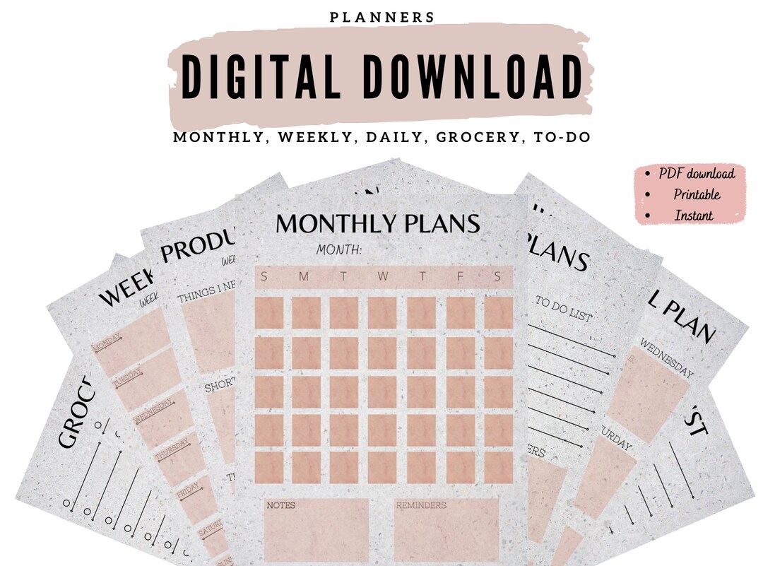 Undated iPad Planner; Terrazzo Planner; Minimalist Planner; Monthly ...