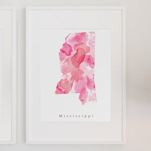 Mississippi Hot Pink Art, Mississippi Pink Print, Mississippi State Art ...