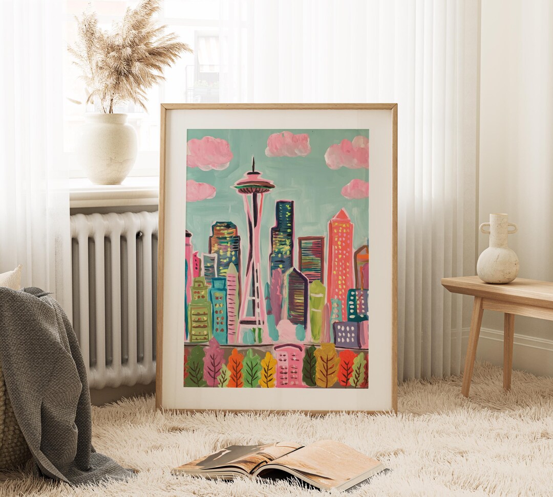 Seattle Skyline Wall Art, Seattle Art Print, Seattle Washington State ...