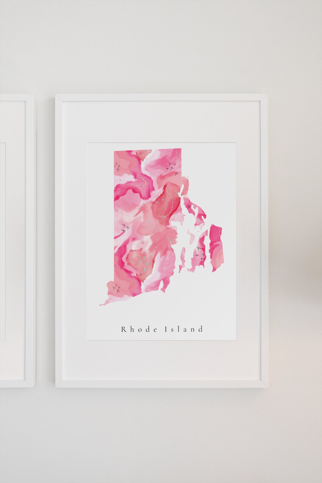 Rhode Island Hot Pink Print, Rhode Island Watercolor Art, Rhode Island ...