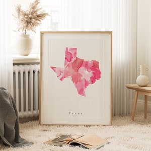Texas Hot Pink Print, Texas Pink Print, Texas State Print, Texas Art ...