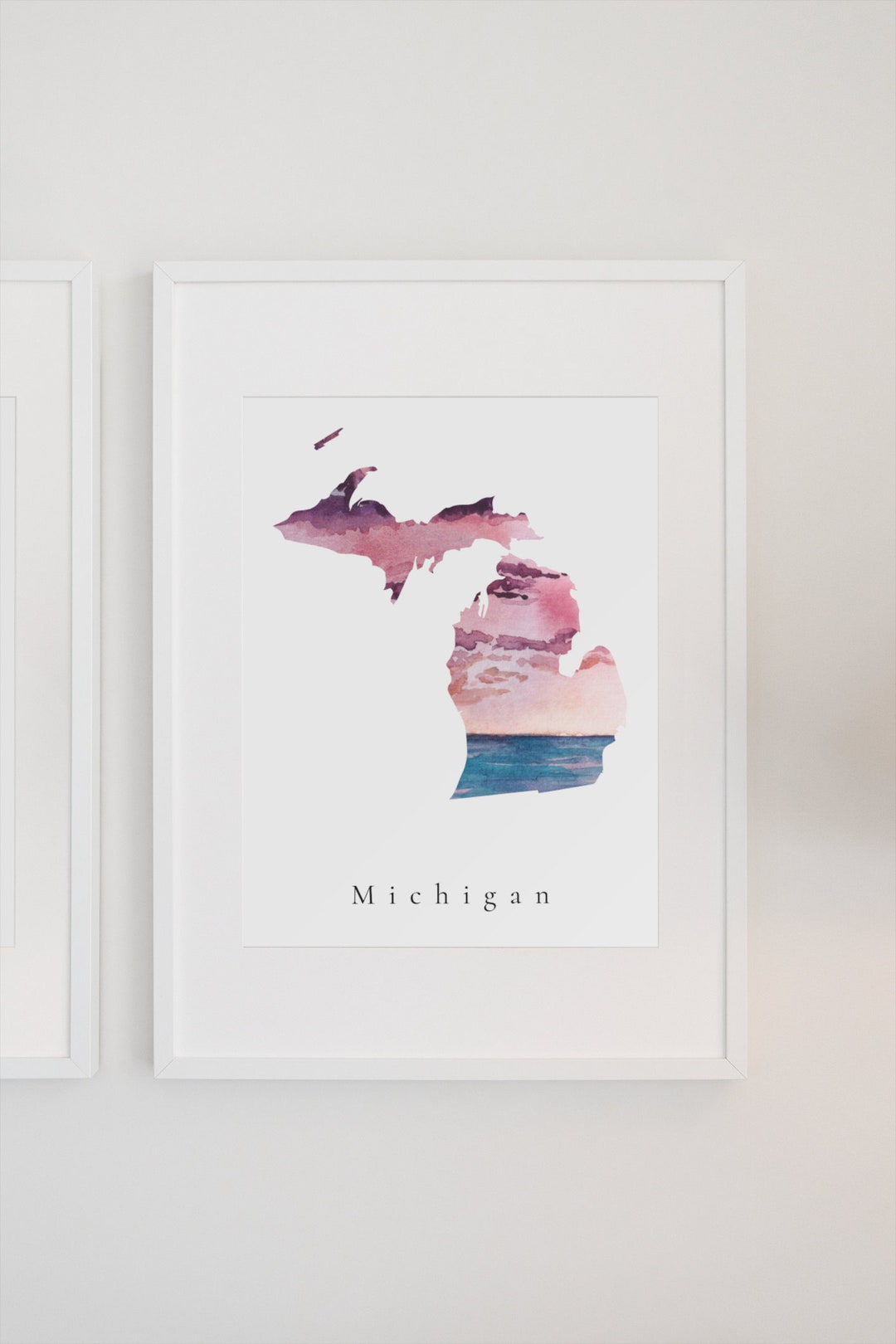 Michigan Wall Art, Michigan Watercolor Print, Michigan Art Print, State ...