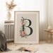 Watercolor Floral B Initial Wall Art, Initial Art Print, Initial B Wall ...