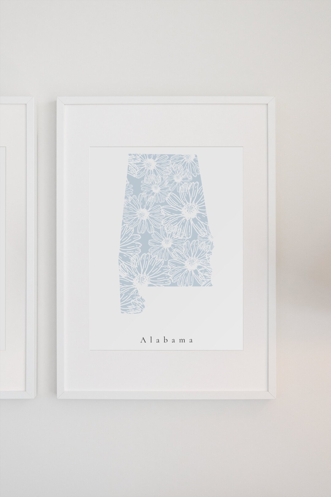 Alabama Blue Floral Print, Alabama Floral Print, Alabama State Print ...