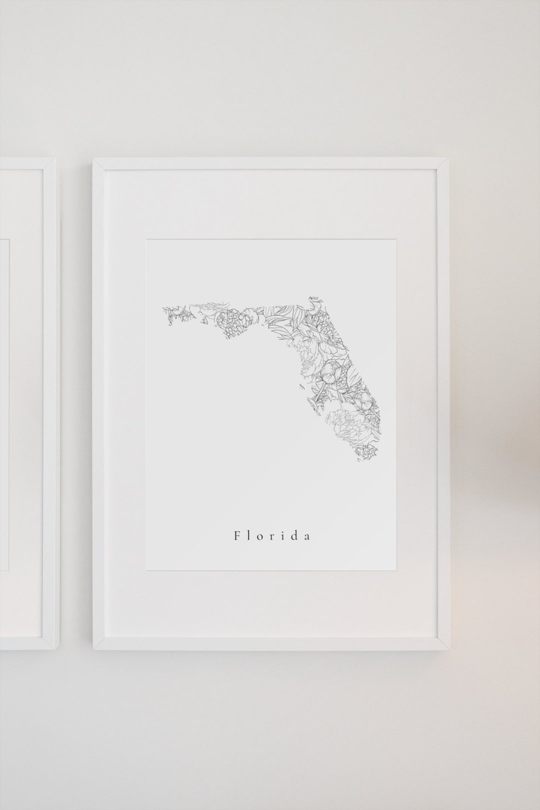 Florida Black Floral Print, Florida Floral Print, Florida State Print ...