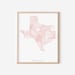 Texas Pink Floral Print, Texas Wall Art Print, Pink Texas Print, Pink ...