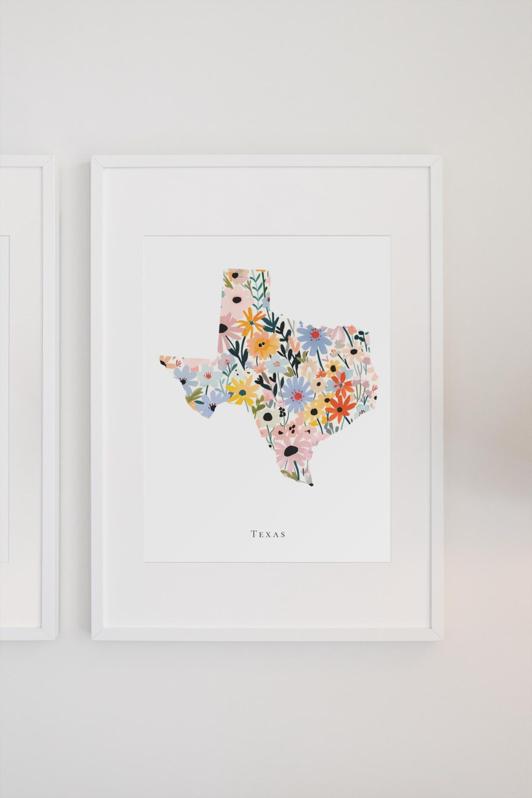 Texas State Print Floral Wall Art Nursery Home Decor Texas Instant ...