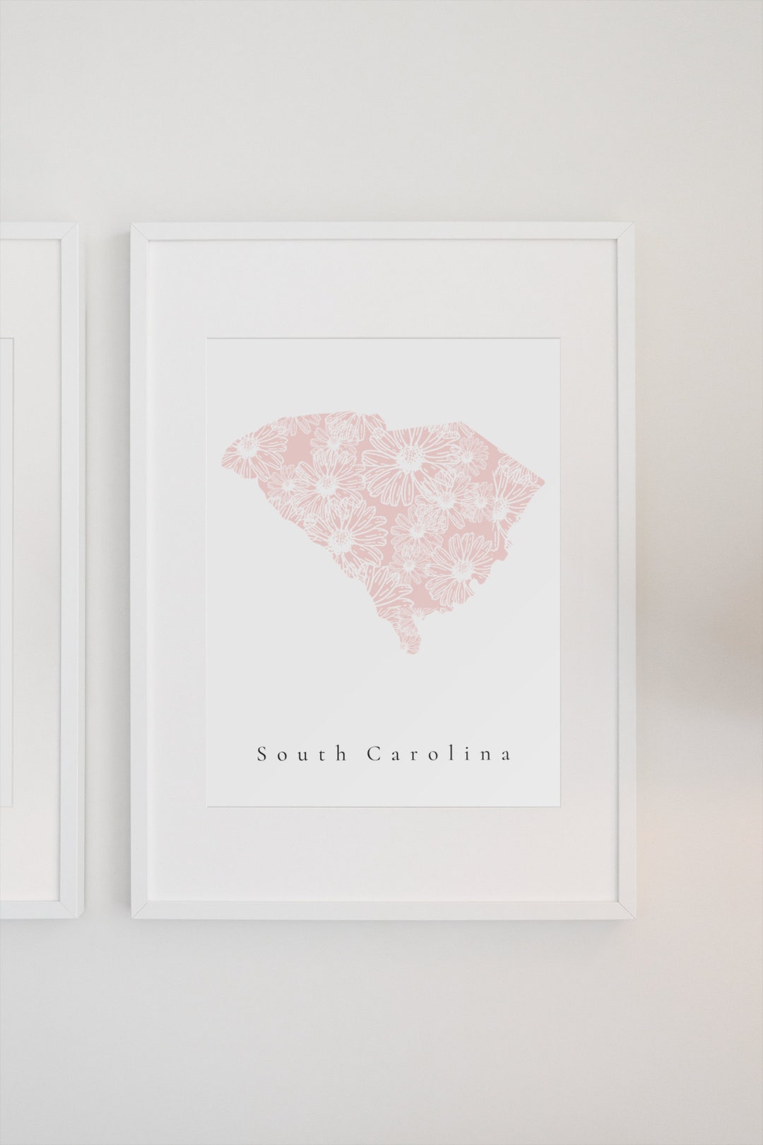 South Carolina Pink Floral Print, Pink South Carolina Art, Pink South ...