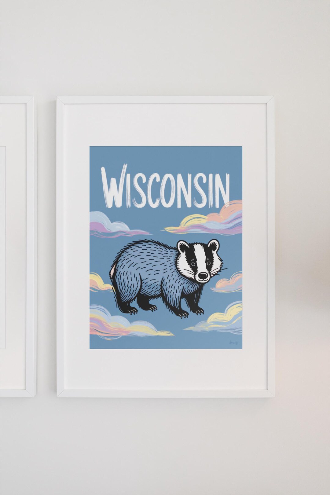 Wisconsin Blue State Wall Art Poster Print Wisconsin Badger Gift for ...