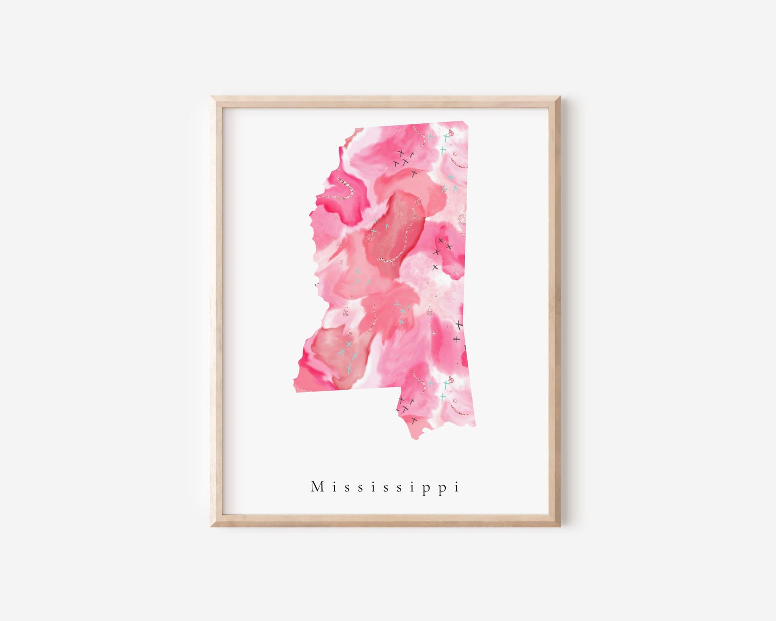 Mississippi Hot Pink Art, Mississippi Pink Print, Mississippi State Art ...