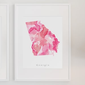 Georgia Hot Pink Watercolor Art, Georgia Pink Watercolor Art, Georgia ...