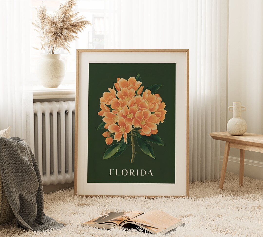 Florida Orange Blossom Print, Florida Print, Florida Art Print, State ...