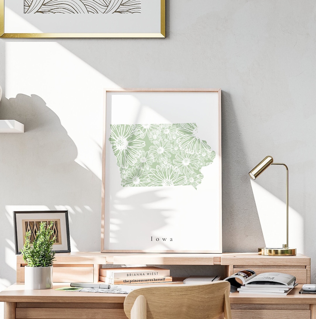 Iowa Sage Floral Art, Iowa Floral Art Print, Iowa Art Print, Iowa Print ...