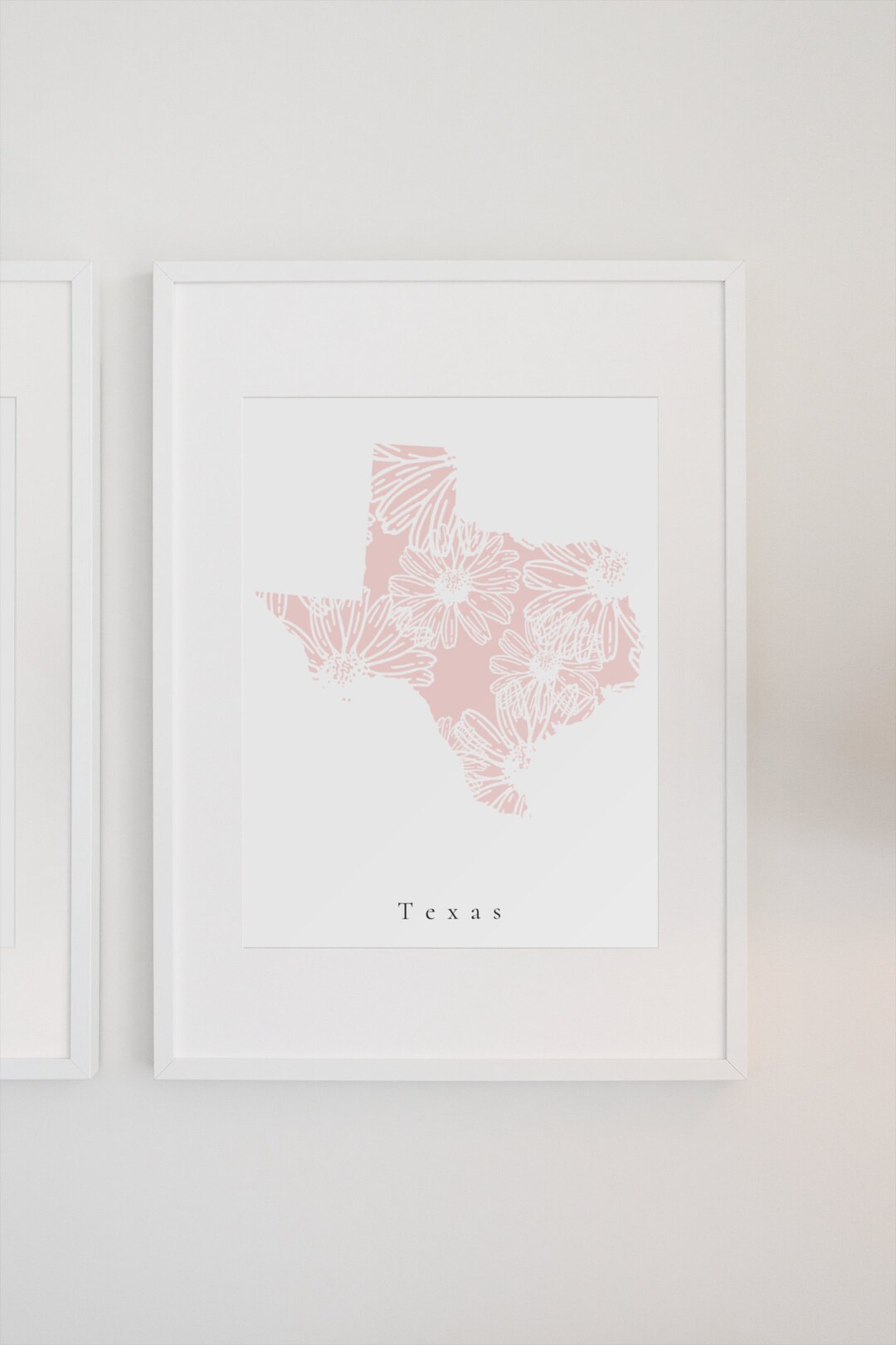 Texas Pink Floral Print, Texas Wall Art Print, Pink Texas Print, Pink ...