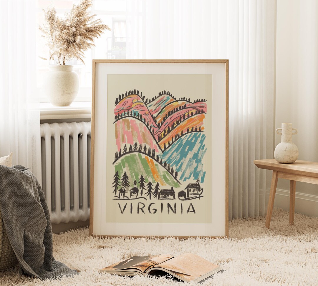 Virginia Mountain Wall Art, Virginia Art Print, Virginia State Print ...