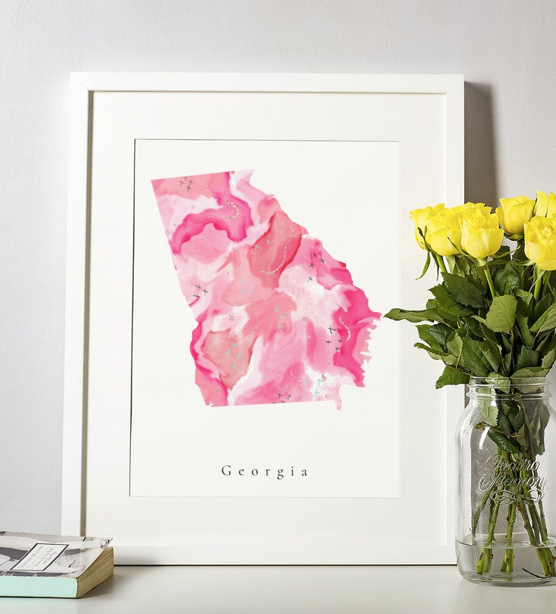 Georgia Hot Pink Watercolor Art, Georgia Pink Watercolor Art, Georgia ...