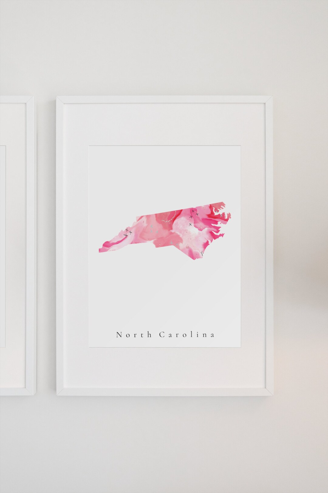 North Carolina Hot Pink Art, North Carolina Pink Print, North Carolina ...