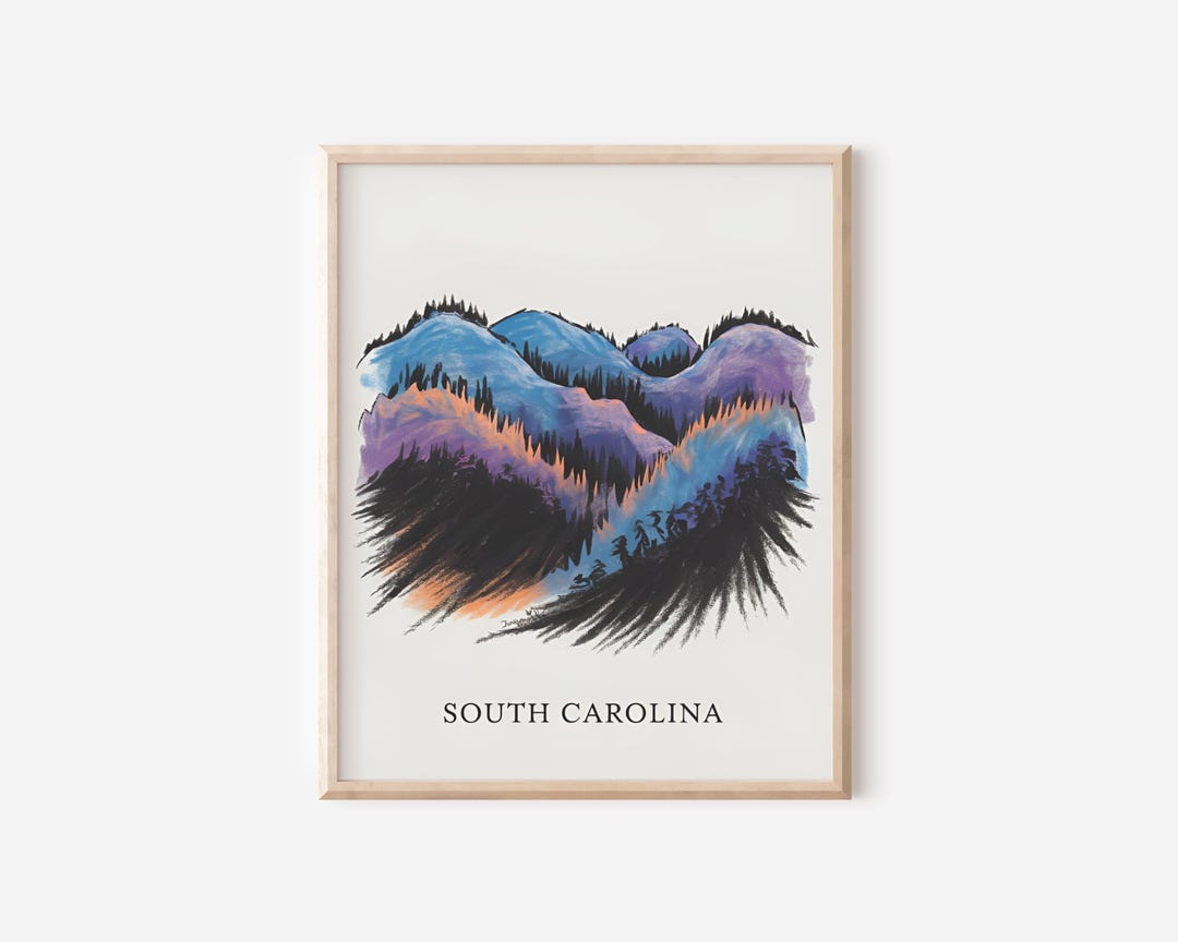 South Carolina Wall Art, South Carolina Mountain Print, South Carolina ...