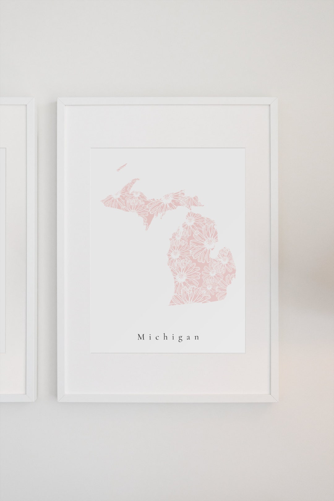 Michigan Pink Floral Art, Michigan State Art, Michigan State Print ...