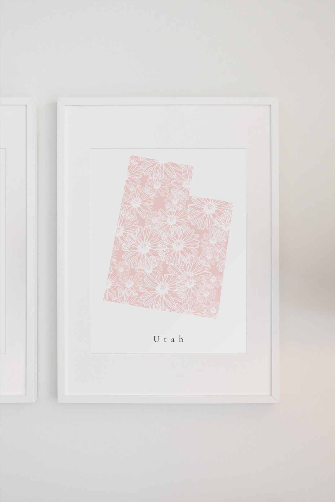 Utah Pink Floral Print, State Wall Art, Utah Wall Art, Pink Utah Print ...