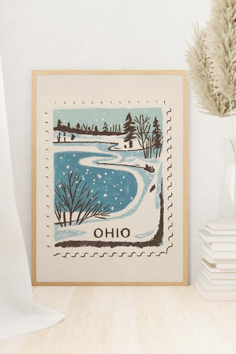 Ohio Stamp Wall Art, Ohio State Art, Ohio State Print, Ohio Print, Ohio ...