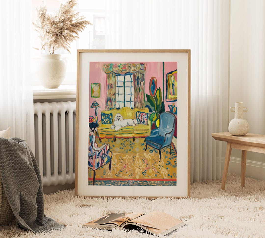 Poodle in a Living Room Art, Matisse Inspired Wall Art, Matisse Poodle ...