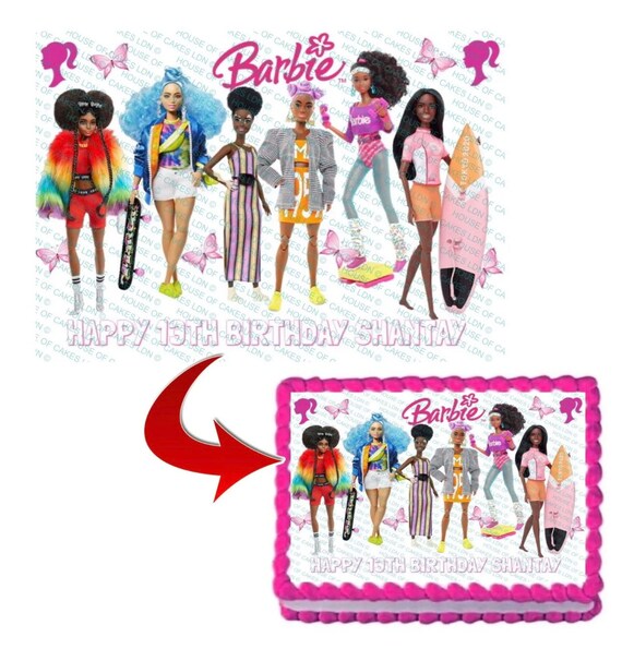 PERSONALISED BARBIE Doll EDIBLE A4 Icing Birthday Cake Topper - Etsy