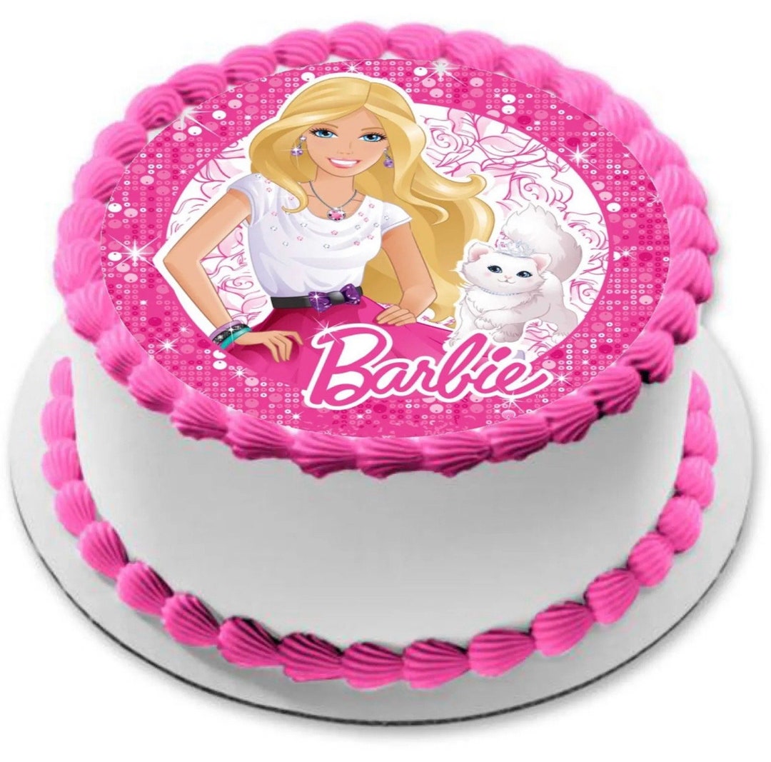 BARBIE Edible Icing Pre-cut 8 INCH / 12x5cm ROUND Cake/cupcake - Etsy UK