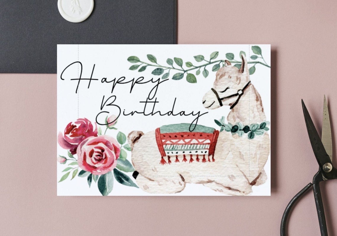 Llama Birthday Card Printable Greeting Card Instant - Etsy