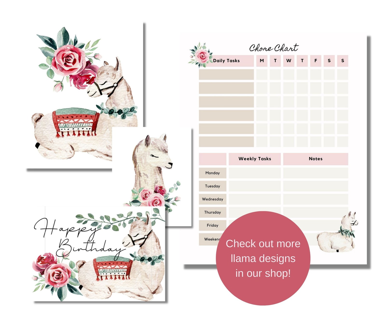 Llama Birthday Card Printable Greeting Card Instant - Etsy